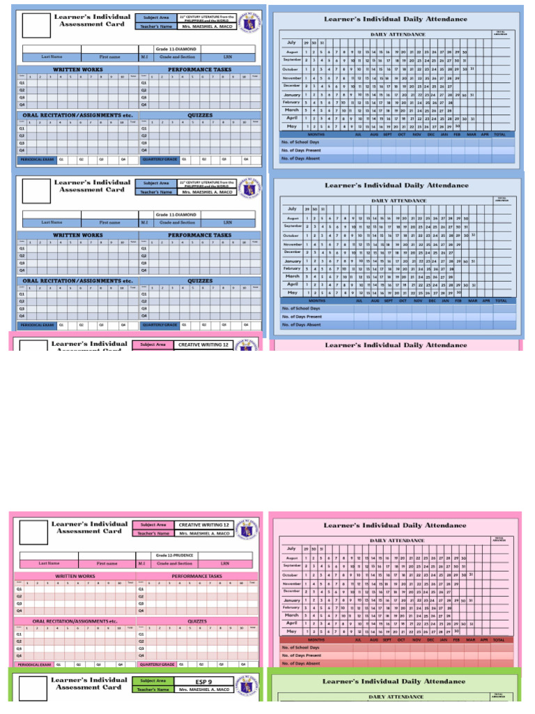 Assessment Card For Printing | PDF
