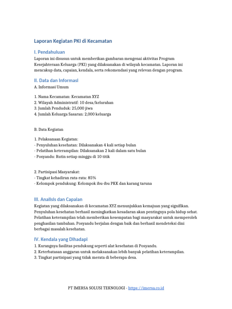 Contoh Laporan Pki di Kecamatan | PDF