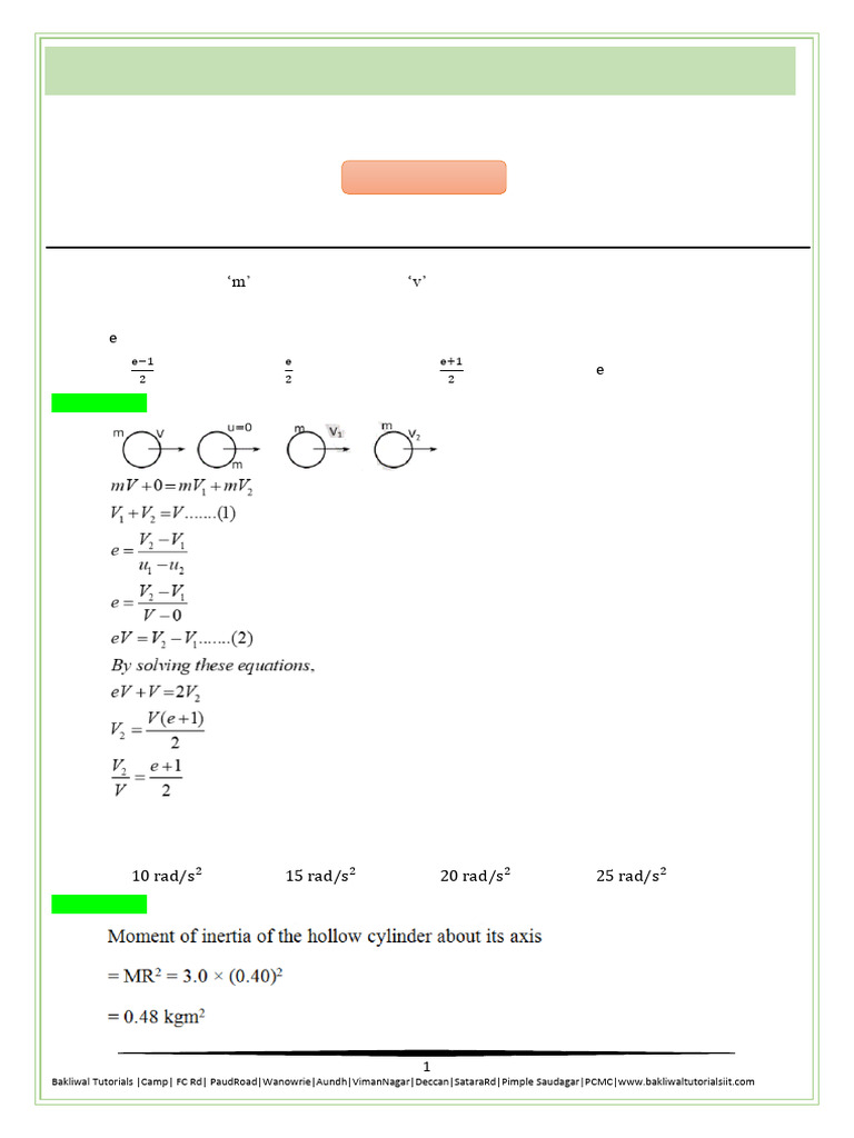 GBT 1 Physics | PDF | Angular Momentum | Momentum