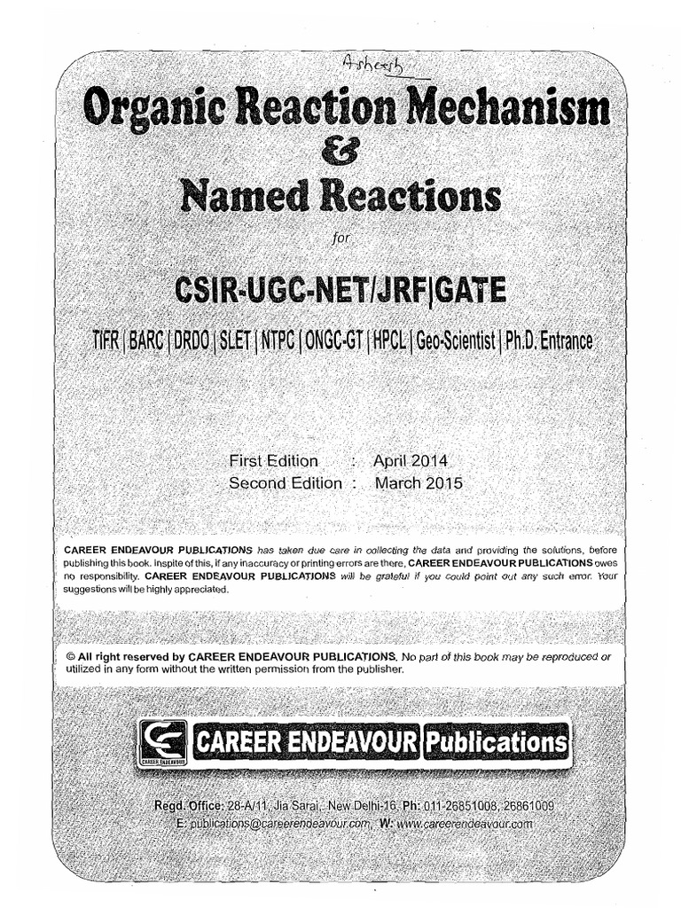 Organic Reaction Mechanism and Named Reactions For CSIR 2nd Edition | PDF