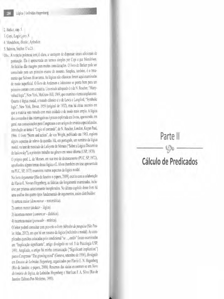 Leonidas Hegenberg Logica Parte II Calculo de Predicados | PDF