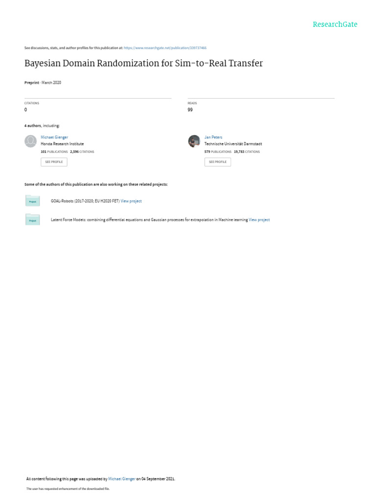 Bayesian Domain Randomization For Sim To Real Transfer Pdf Mathematical Optimization