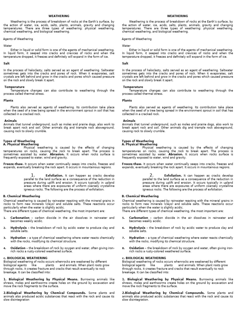 WEATHERING | PDF | Weathering | Earth Sciences