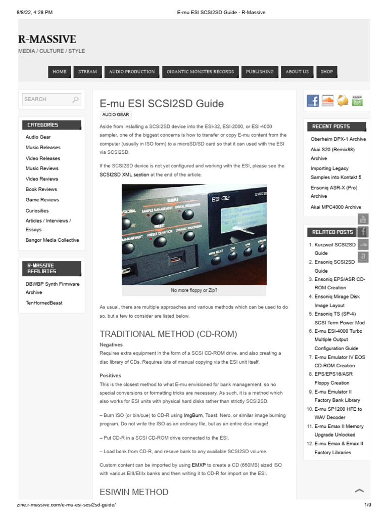E-mu ESI SCSI2SD Guide - R-Massive | PDF | Cd Rom | Computer Architecture