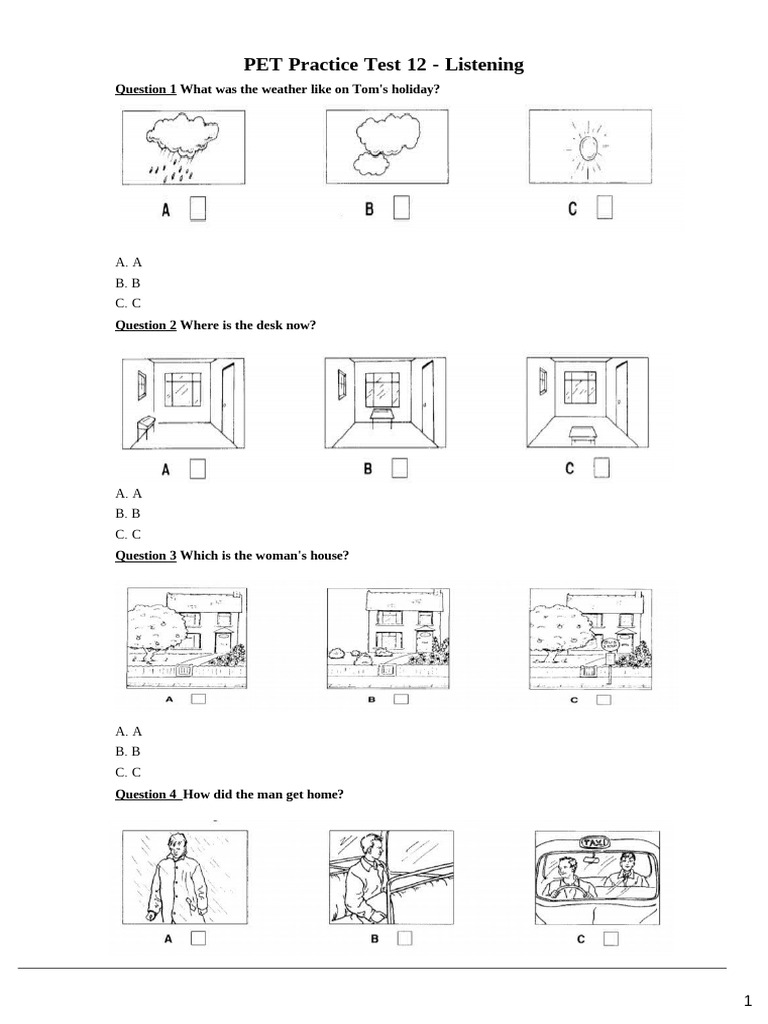 Quiz - 5429 - Pet Practice Test 12 - Listening | PDF