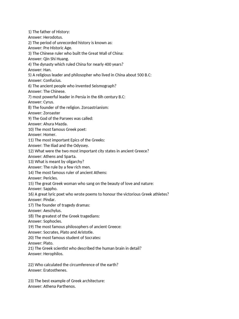 QUIZ-WORLD-HISTORY | PDF | Ancient Rome | Augustus