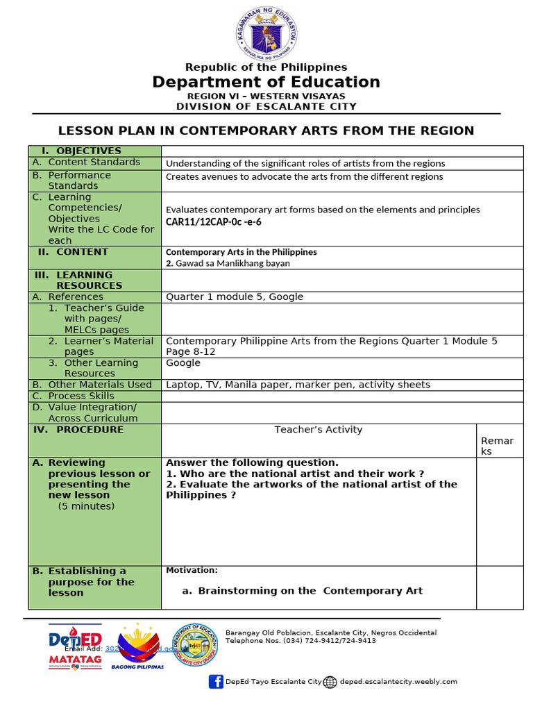 DLP IN CONTEMPORARY ARTS.docx week 5 | PDF