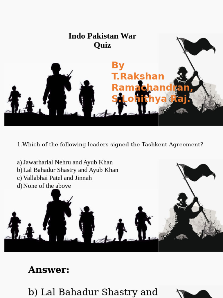 Indo-Pakistan War Quiz Questions | PDF
