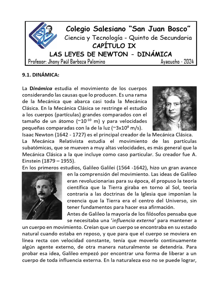 Capitulo Ix. Leyes de Newton - Dinamica | PDF | Fuerza | Masa