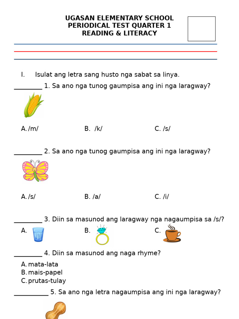 READING & LITERACY Grade 1 (Hiligaynon) | PDF