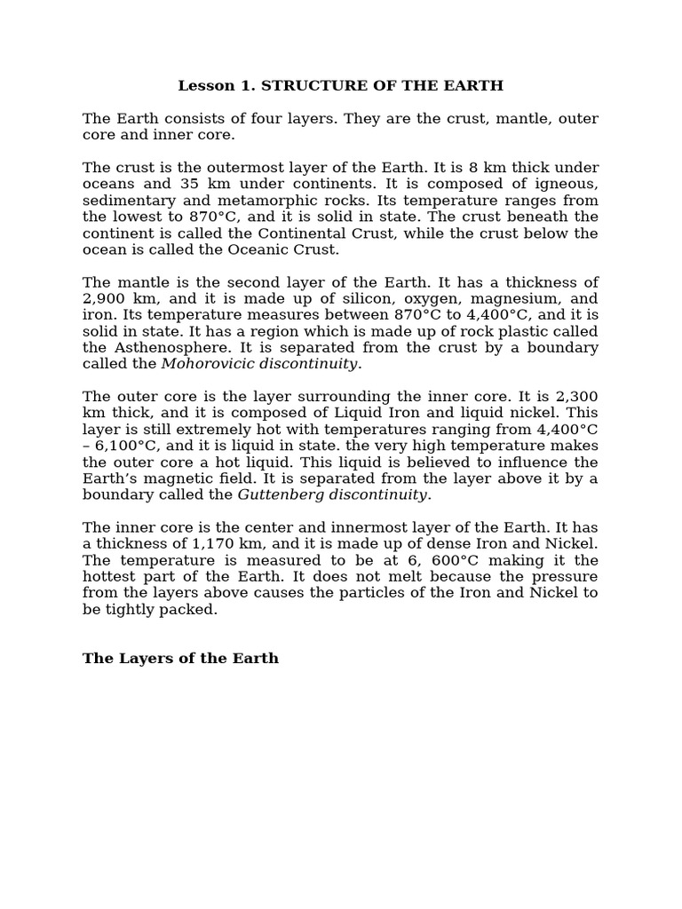 STRUCTURE OF THE EARTH Earthquake and Volcanoes | PDF | Volcano | Magma