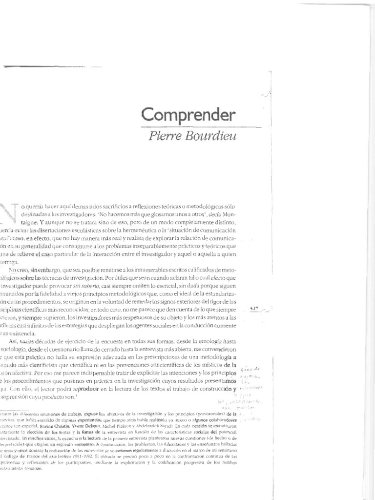 Comprender. Pierre Bourdieu | PDF