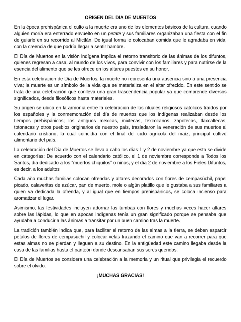 Origen Del Dia de Muertos | PDF