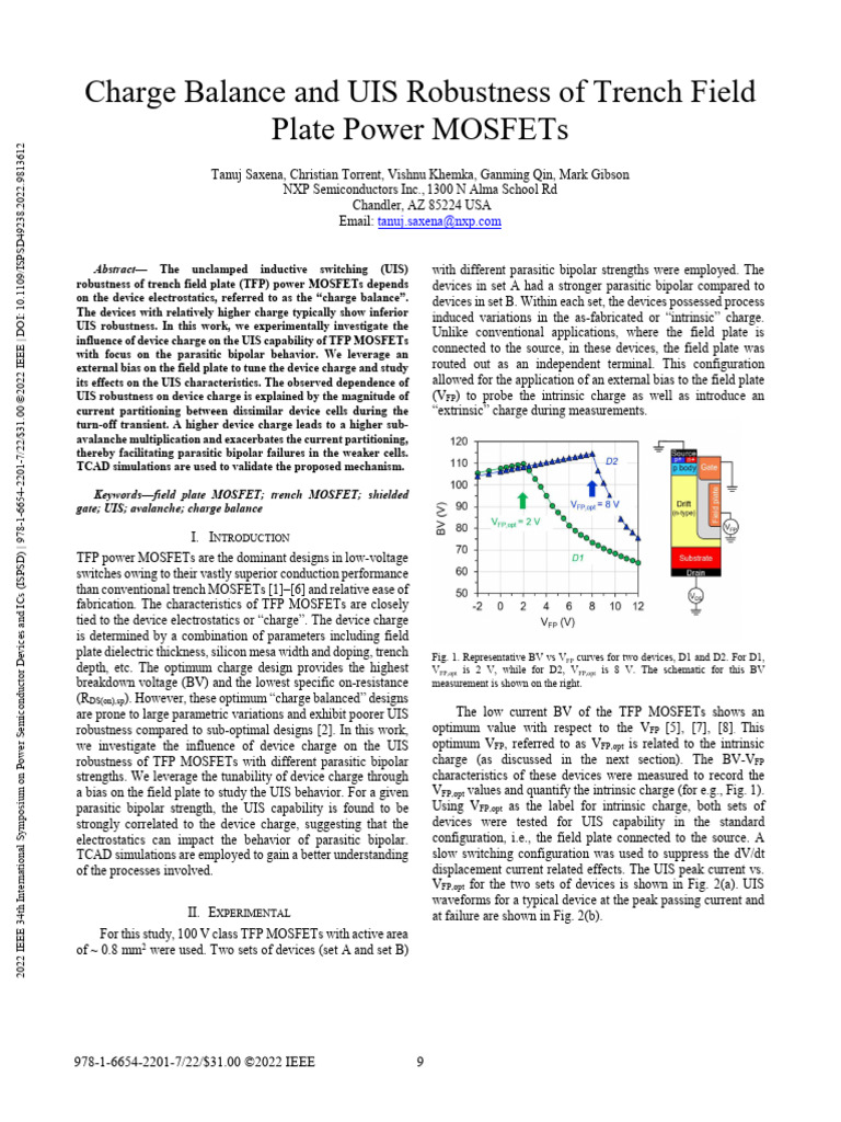 Trench Field Plate MOSFET Analysis | PDF | Mosfet | Field Effect Transistor