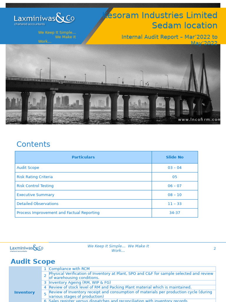 Internal Audit Report: Kesoram Industries | PDF | Depreciation | Expense