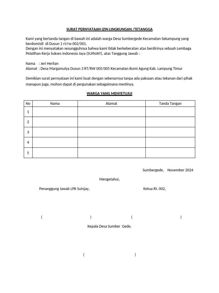 Surat Izin Lingkungan | PDF