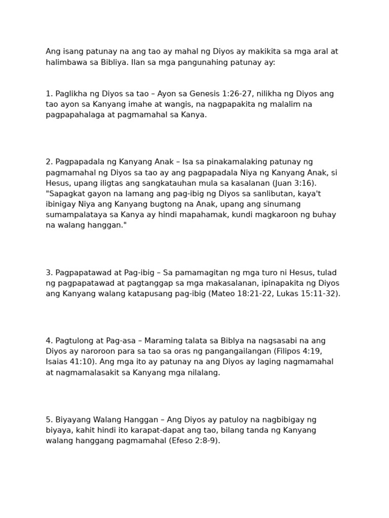 Pagmamahal NG Diyos Sa Tao | PDF
