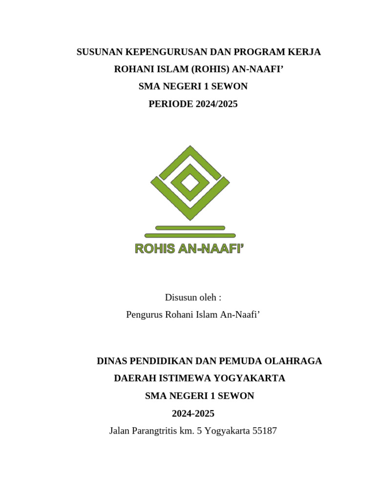 Program Kerja Rohis SMA Sewon | PDF