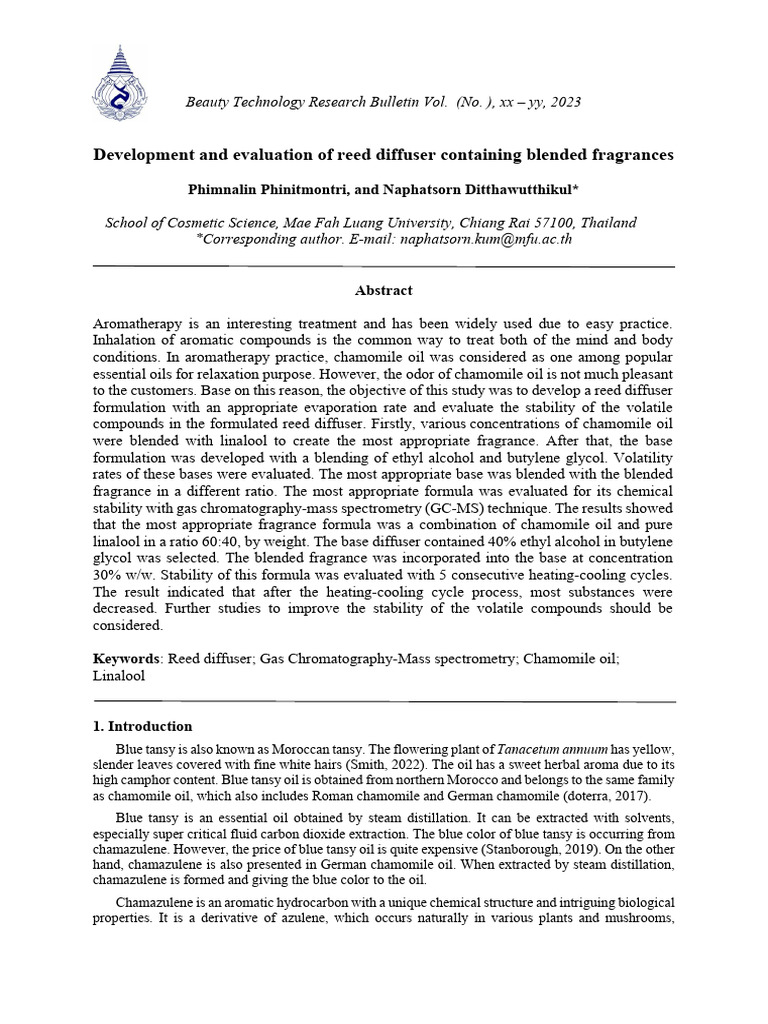 Development and Evaluation of Reed Difuser | PDF | Gas Chromatography ...