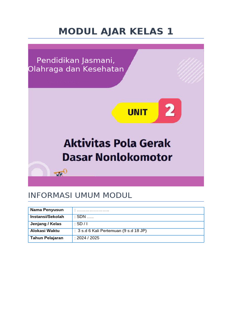 Aktivitas Pola Gerak Dasar Nonlokomotor | PDF