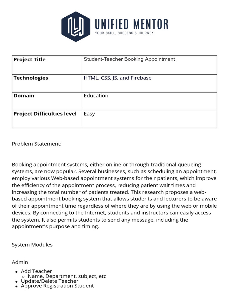 Student-Teacher Appointment System Design | PDF | World Wide Web ...