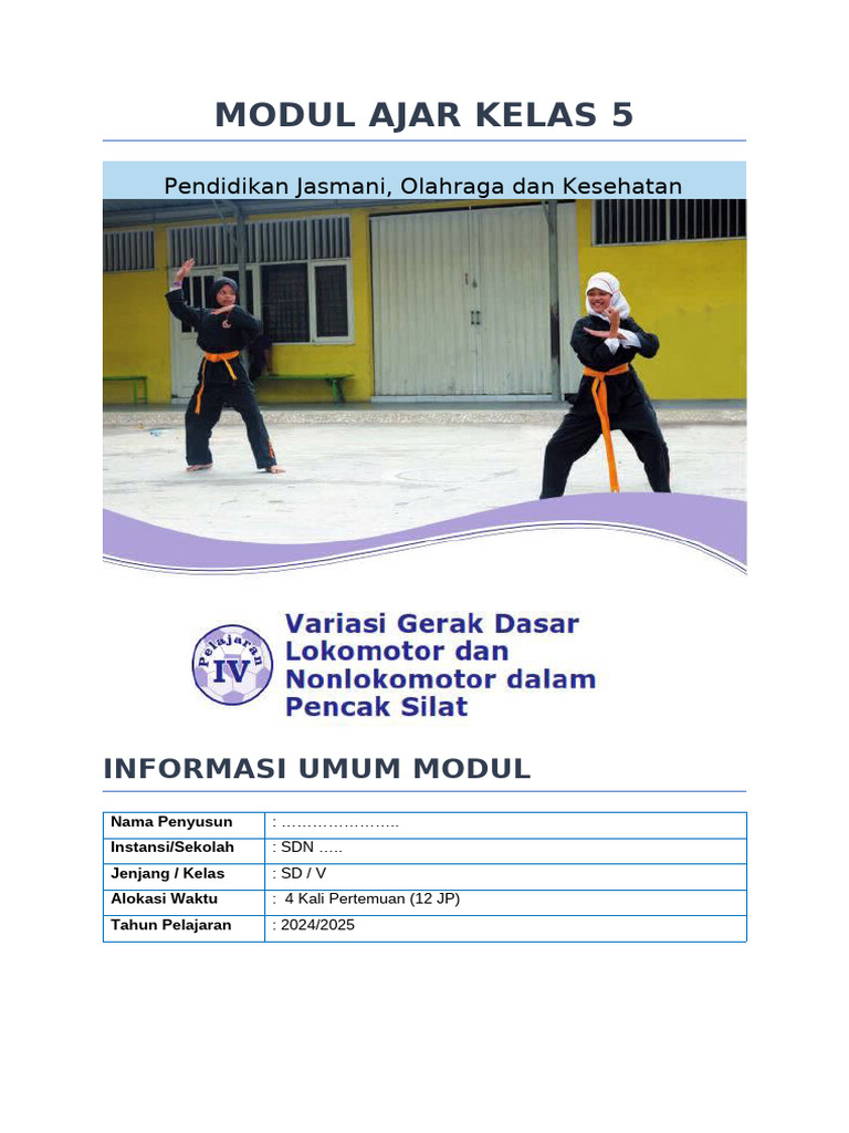 Pelajaran IV Variasi Gerak Dasar Lokomotor Dan Nonlokomotor Dalam Bela ...