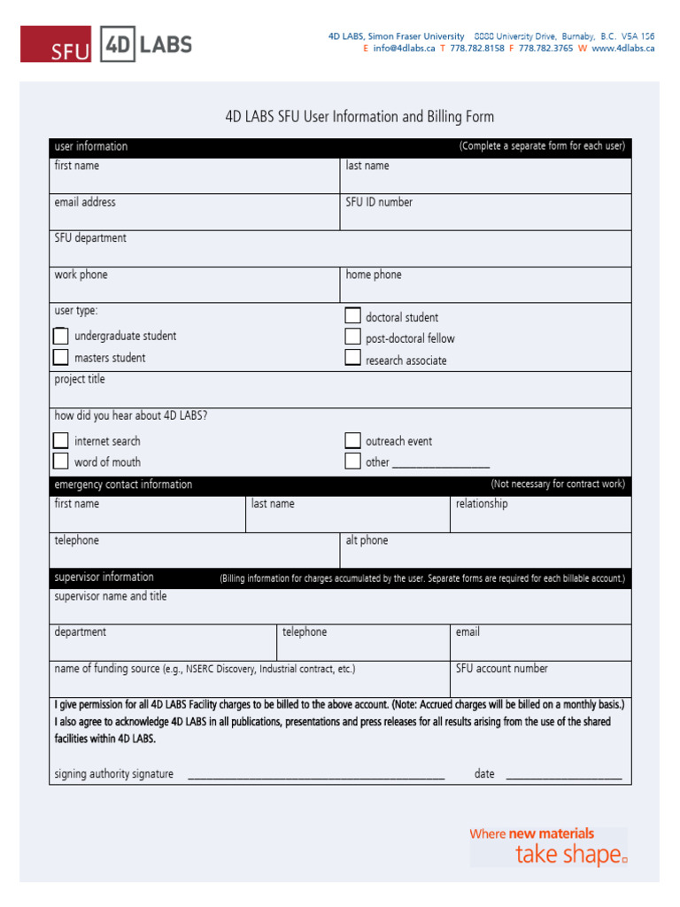 Form User - Registration SFU | PDF | Indemnity | Damages