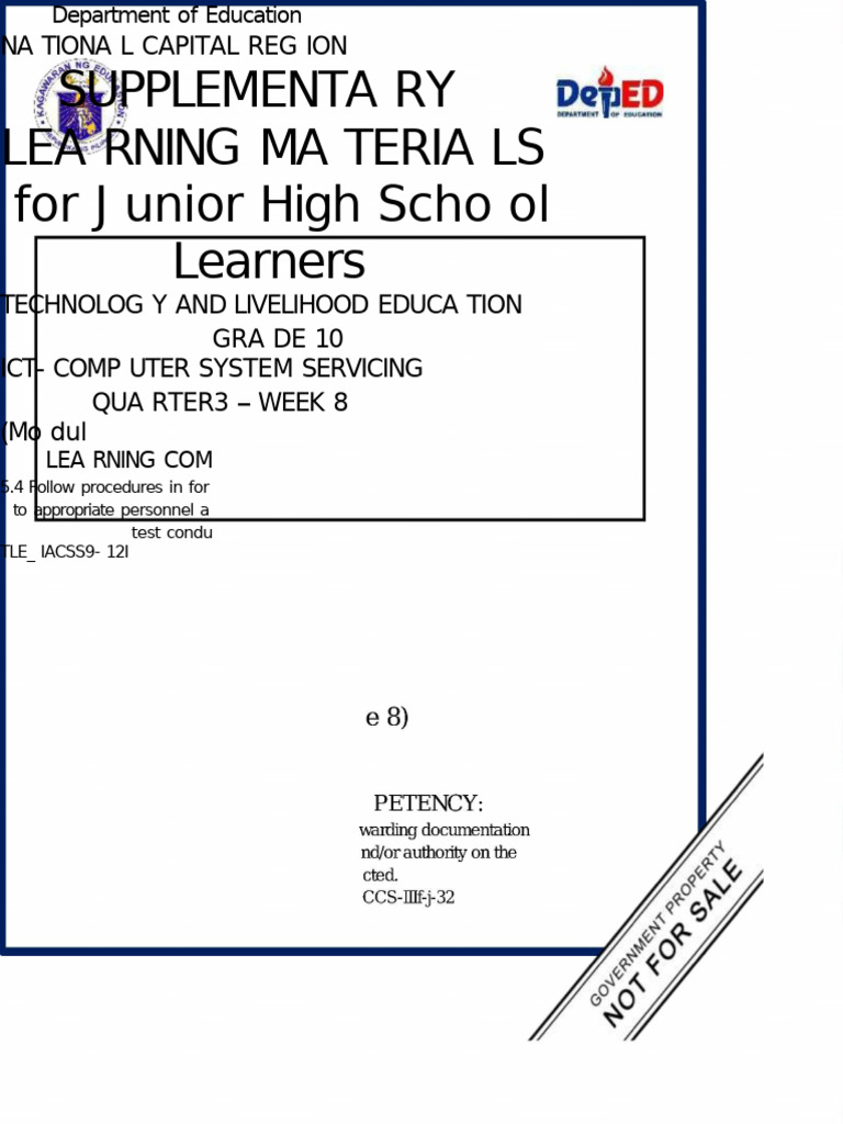 TLE-TE 10 - Q3 - ICT CSS - Mod8 - USLeM RTP | PDF | Systems Thinking | Quality
