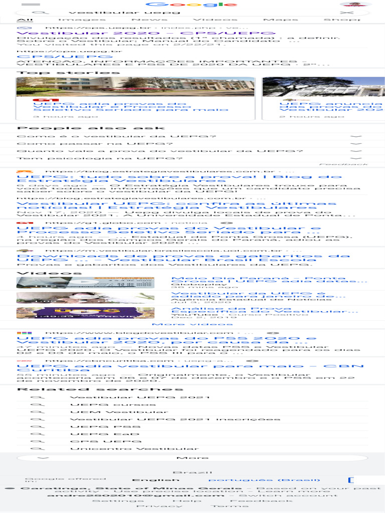 Vestibular Uepg - Google Search | PDF | Problemas educacionais | Escolas