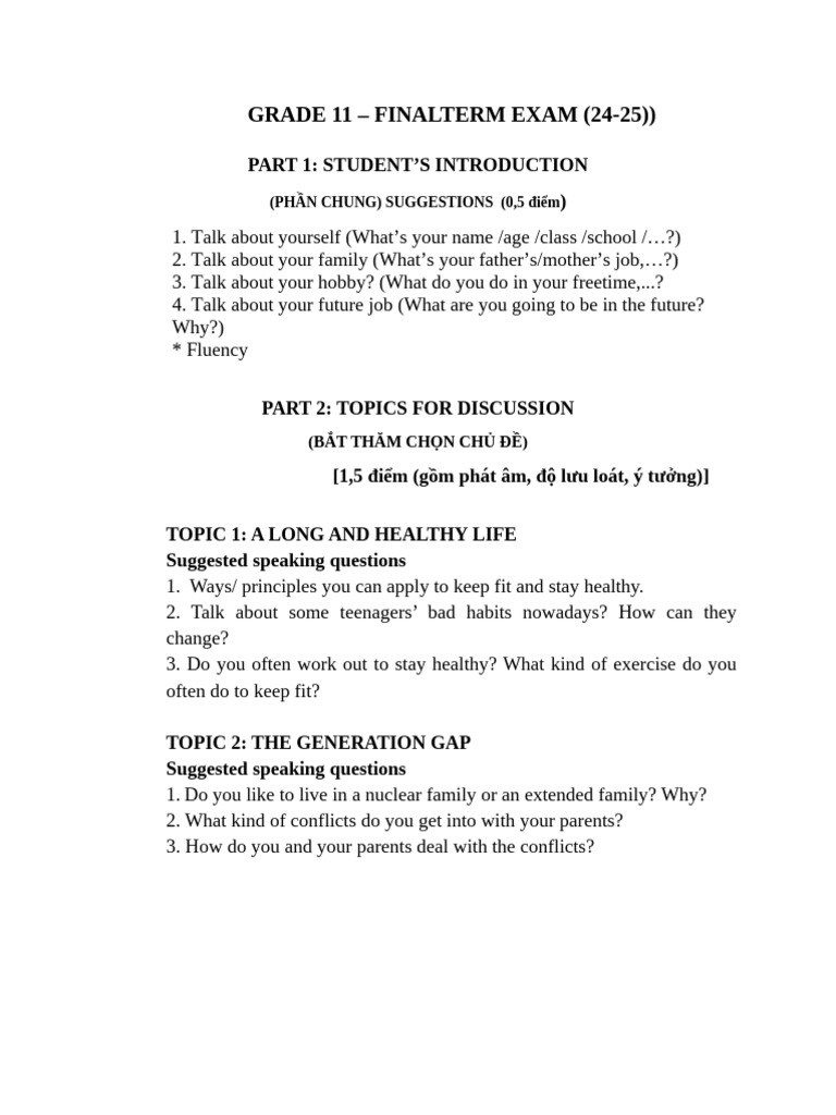 Topic (End Term) - Grade 11 | PDF
