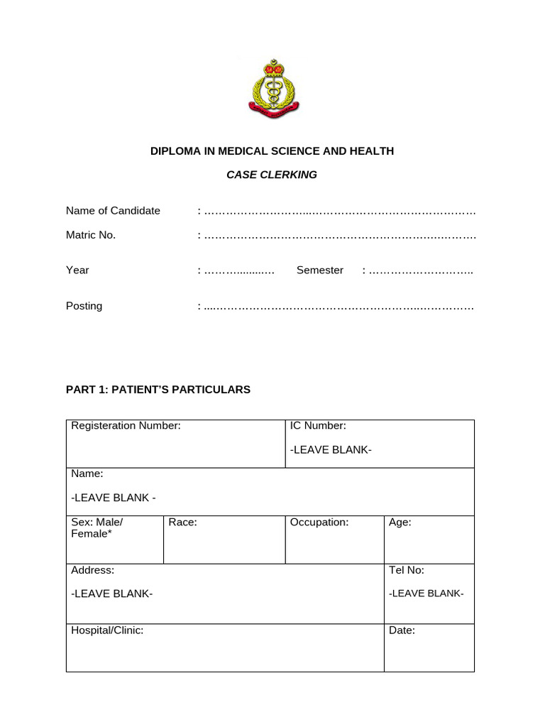 Format Case Clerking Medis | PDF