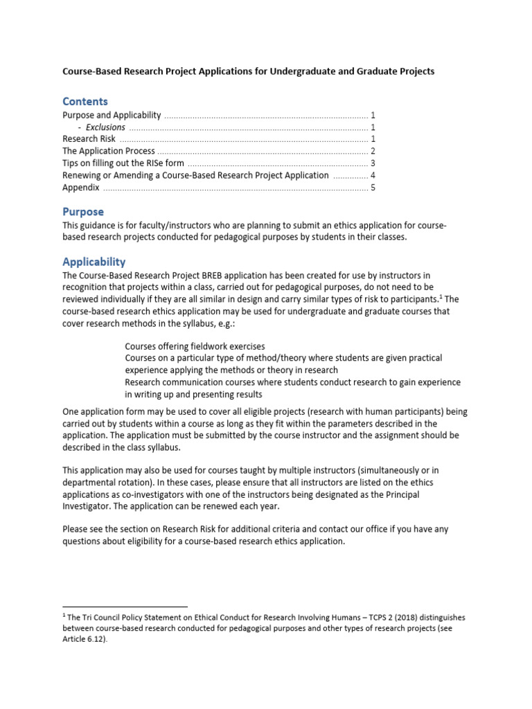 Course-Based Research Project Guidelines | PDF | Informed Consent | Thesis
