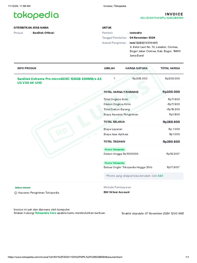 San Disk Tokopedia | PDF