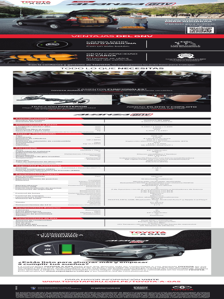 Catalogo Avanza GNV Peru | PDF | Vehículos terrestres | Coche