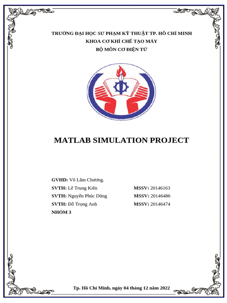 Nhóm 3 - MATLAB SIMULATION PROJECT | PDF