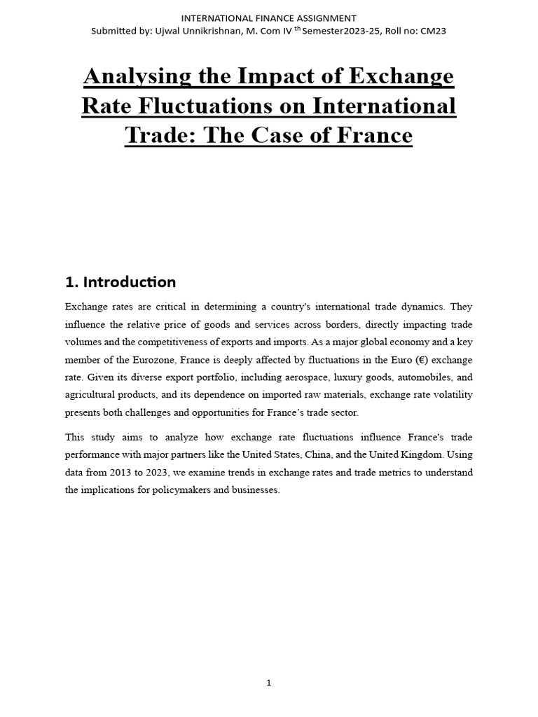 International Finance Assignment Ujwal Unnikrishnan | PDF | Exchange Rate | Euro