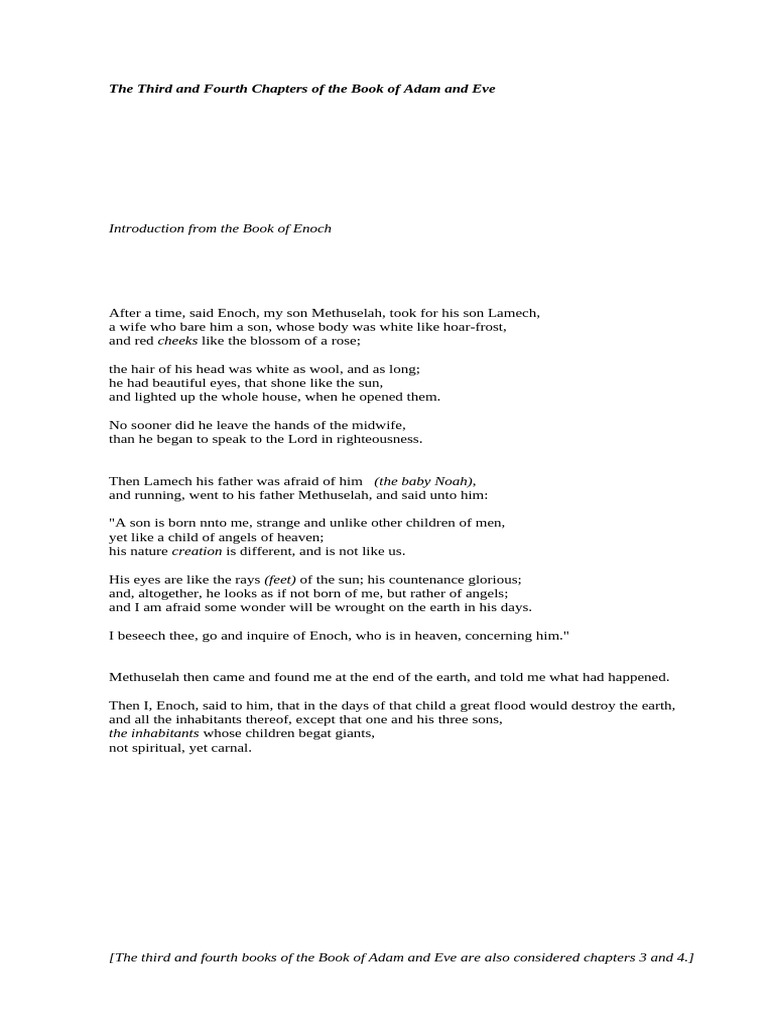 The Third Book of Adam and Eve | PDF | Noah | Noah's Ark
