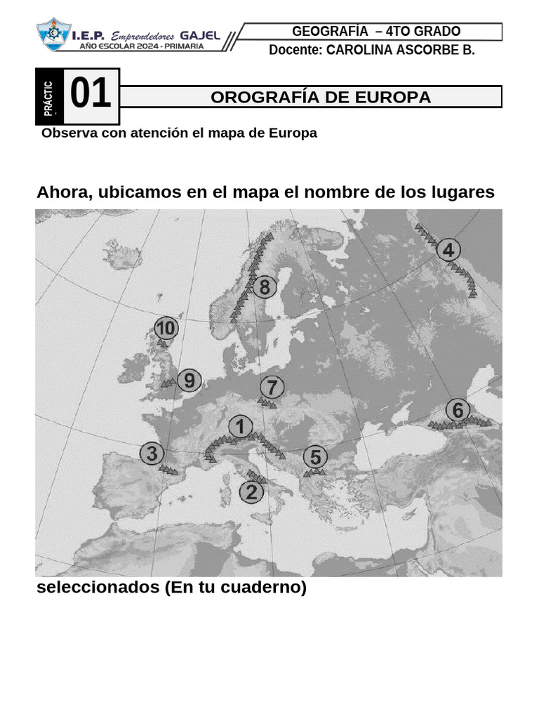 Orografía de Europa para 4to Grado | PDF | Europa | Ciencias de la Tierra