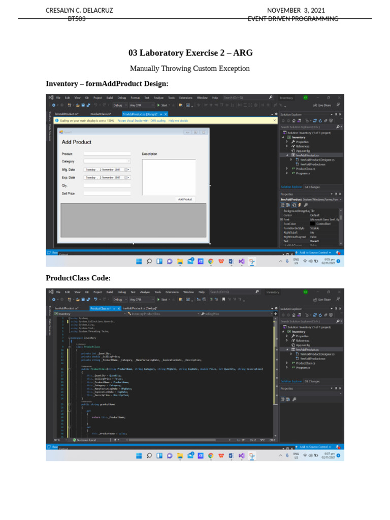03 Laboratory Exercise 2 Manually Throwing Custom Exception Delacruz Cresalyn BT503.Docx | PDF