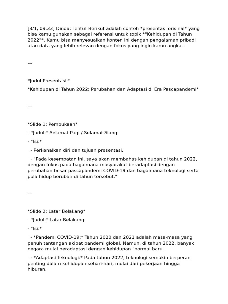 Presentasi Orisinal Mandiri | PDF