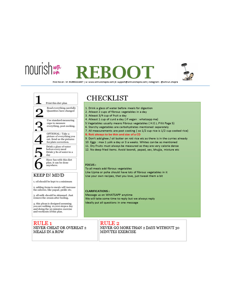 REBOOT Main Program Diet 1 -1 | PDF | Vegetables | Curry