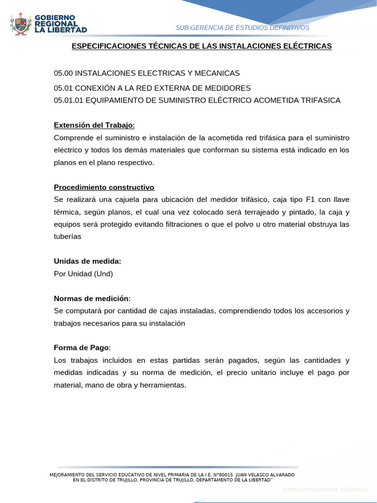 5.4.1.Especificaciones Técnicas - Electricas | PDF | Enchufes y tomas de corriente alterna | Cambiar