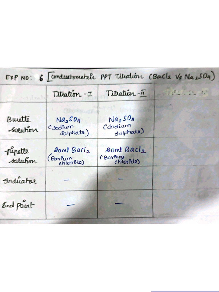 Exp No - 6 Conductometric Precipitation Titration Using BaCl2 - Na2SO4 | PDF