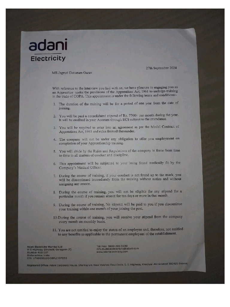 Joining Letter | PDF