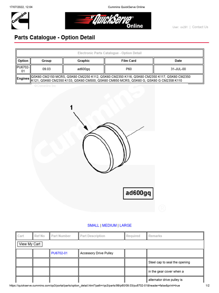 Cummins QuickServe Accessory Drive Pully | PDF | Manufactured Goods