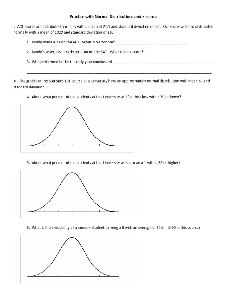 Practice With Normal Distributions and Z-Scores | PDF