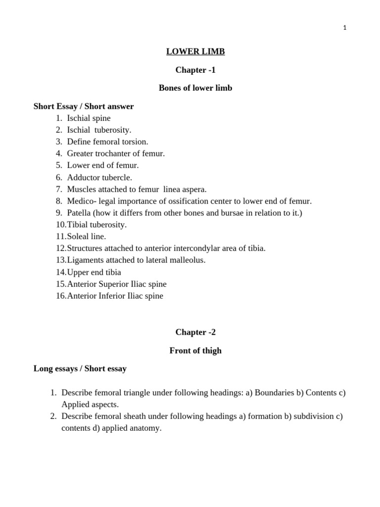5. Lower Limb Questions | PDF | Human Leg | Knee