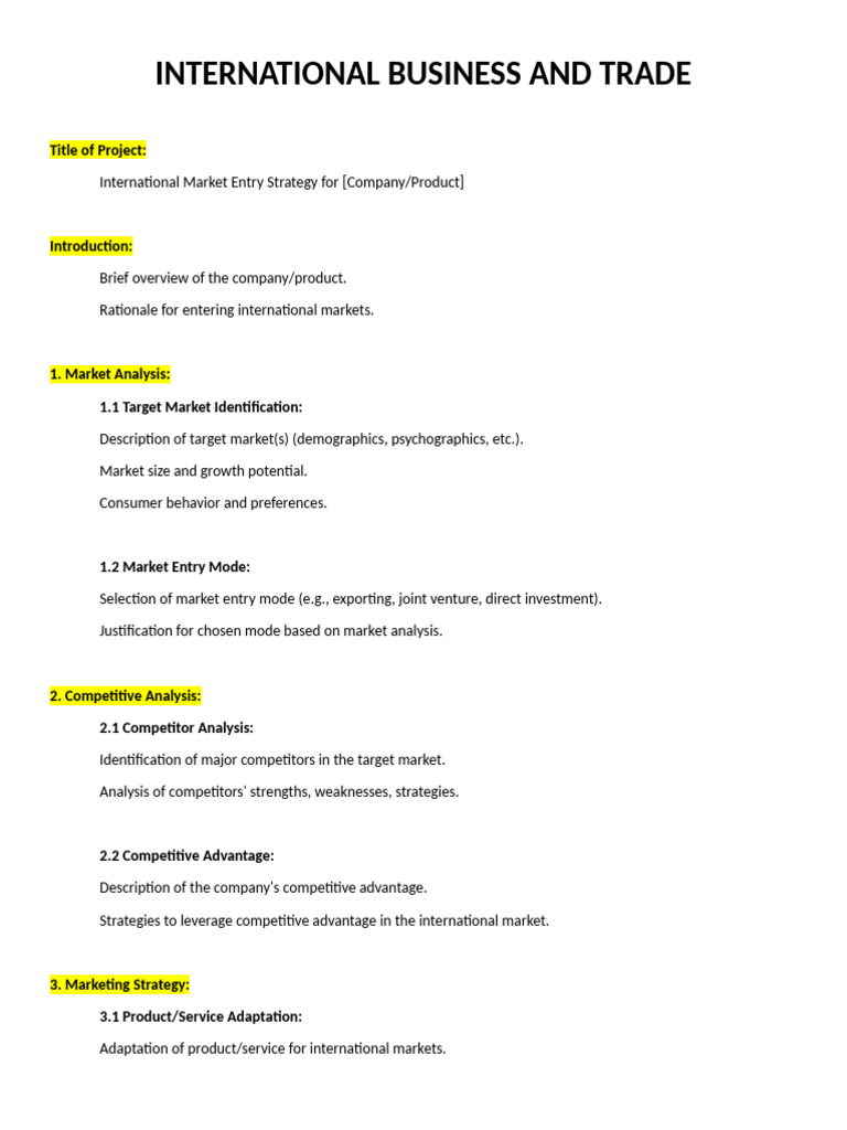 International Business and Trade Project Template | PDF