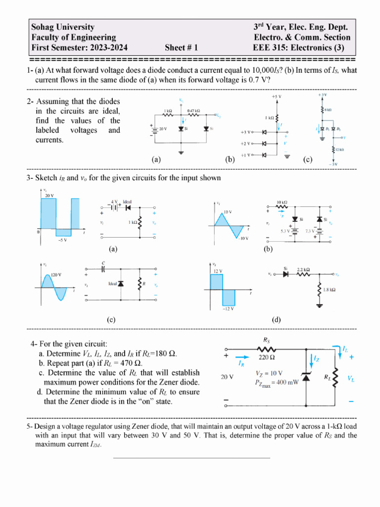 Sheet 1 EEE 315 | PDF