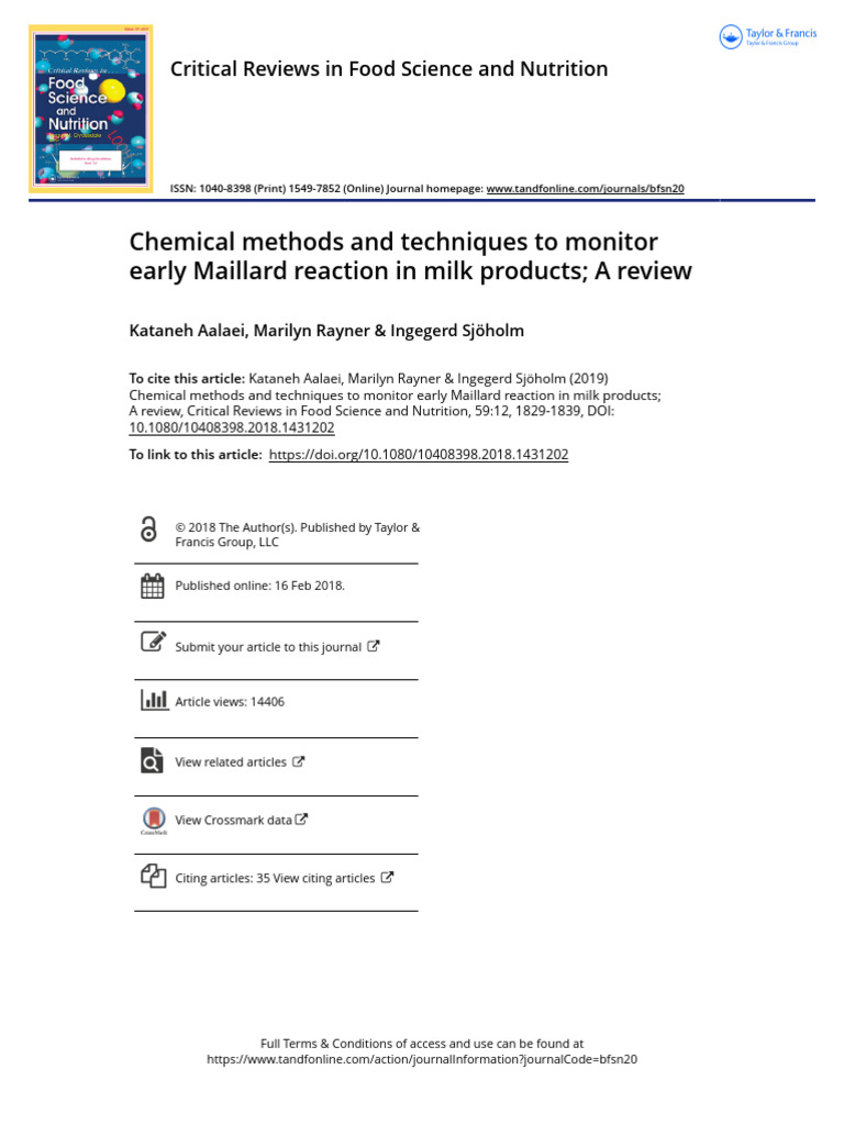 Early Maillard Reaction in Milk | PDF | Milk | Proteins